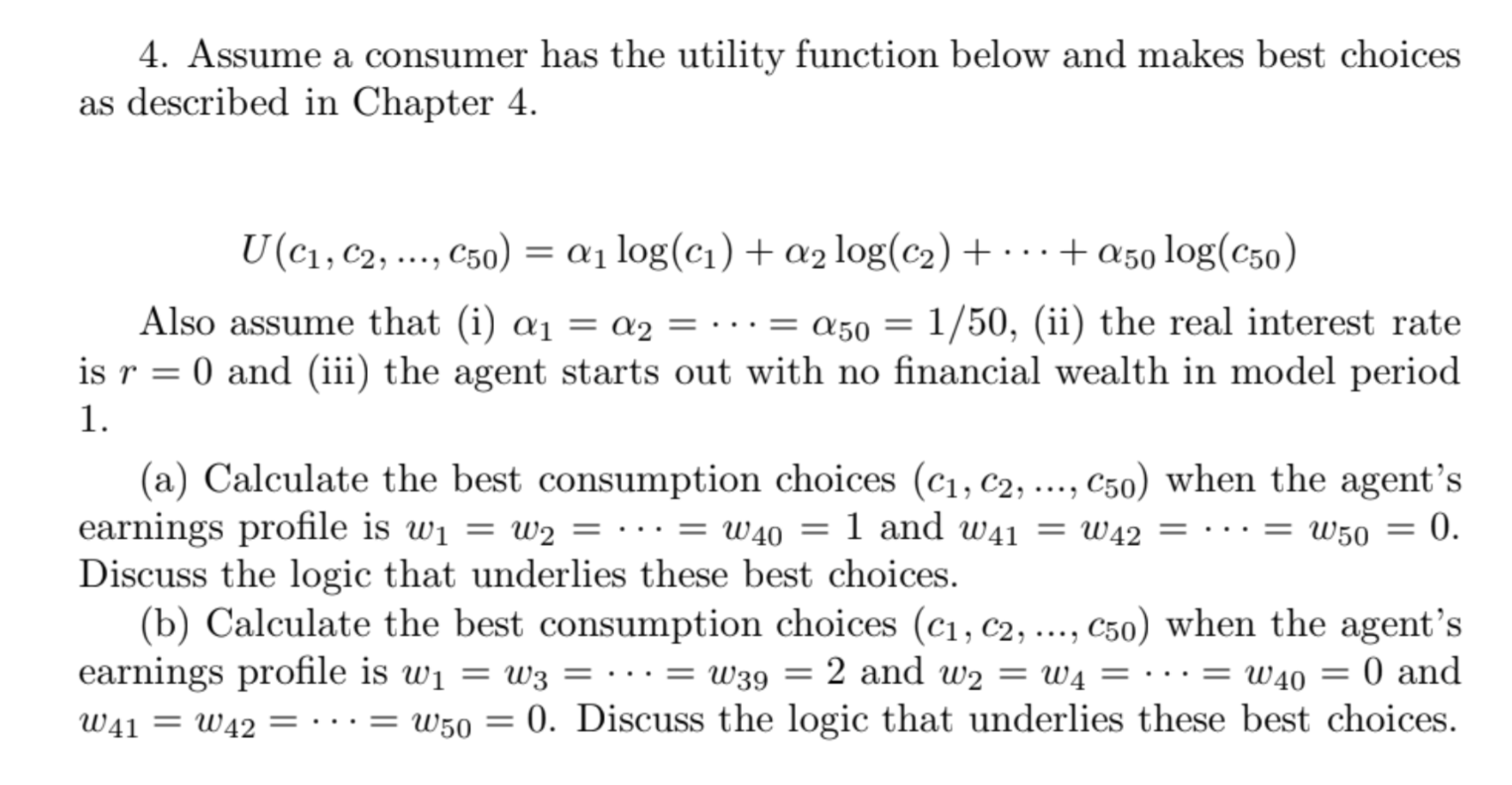 Solved Assume a consumer has the utility function below and | Chegg.com