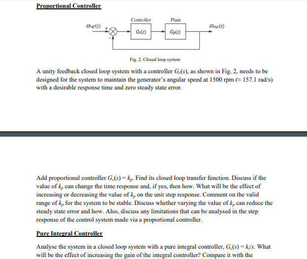 Solved Proportional Controller Controller Plant Der(s) | Chegg.com