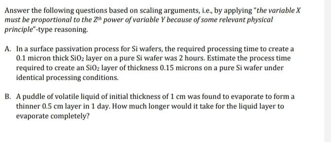 Solved Answer the following questions based on scaling | Chegg.com