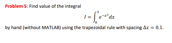 Solved Problem 5: Find value of the integral 0 by hand | Chegg.com