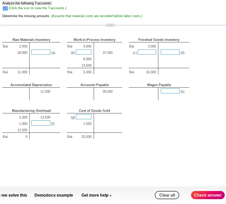 Solved Analyze the following T-accounts: (Click the icon to | Chegg.com Solved Analyze the following T-accounts: (Click the icon to | Chegg.com