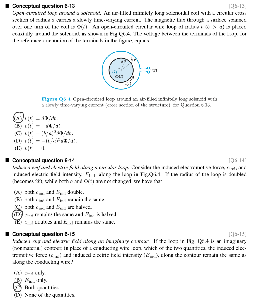 Solved Conceptual question 6-13 Open-circuited loop around a | Chegg.com