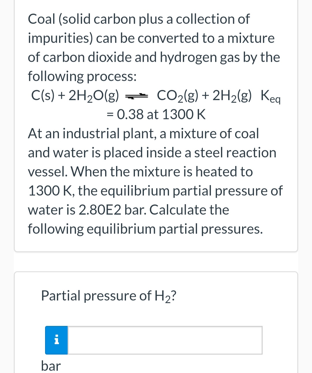 Solved Partial pressure of CO2 ? barCoal (solid carbon plus | Chegg.com