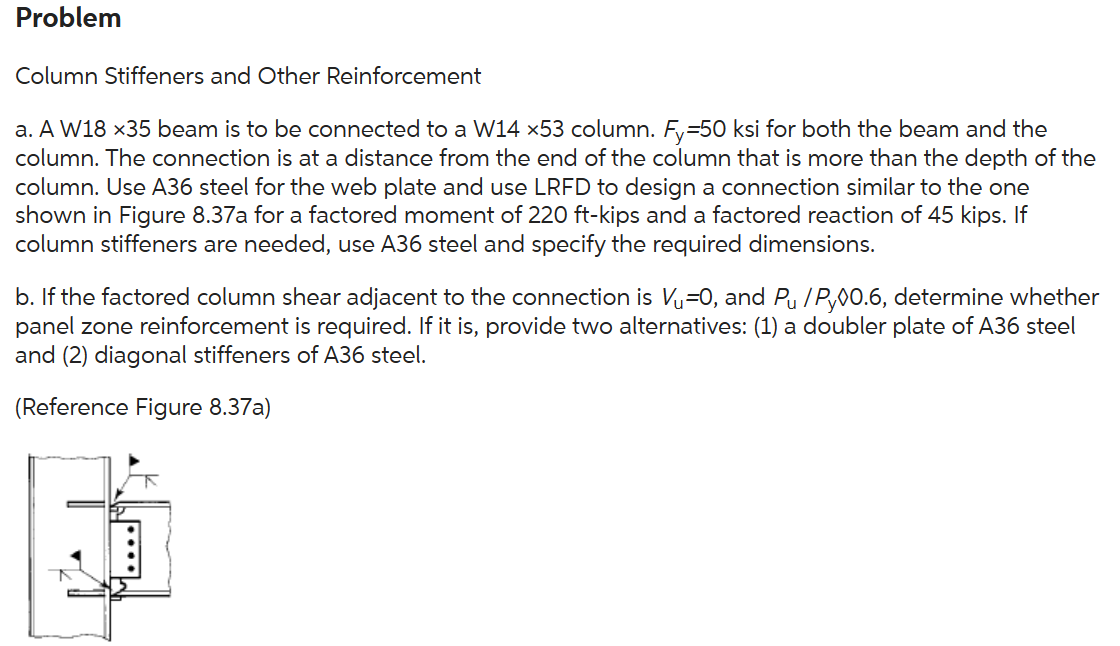 Solved Column Stiffeners and Other Reinforcement a. A W18 | Chegg.com