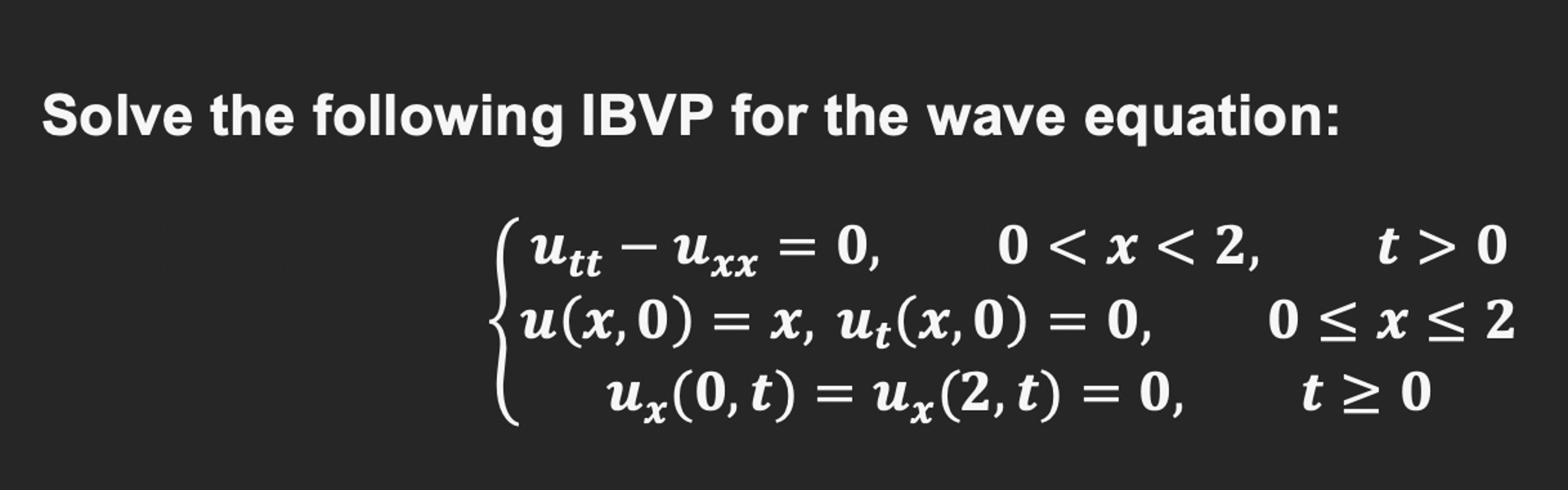 Solved Solve the following IBVP for the wave | Chegg.com