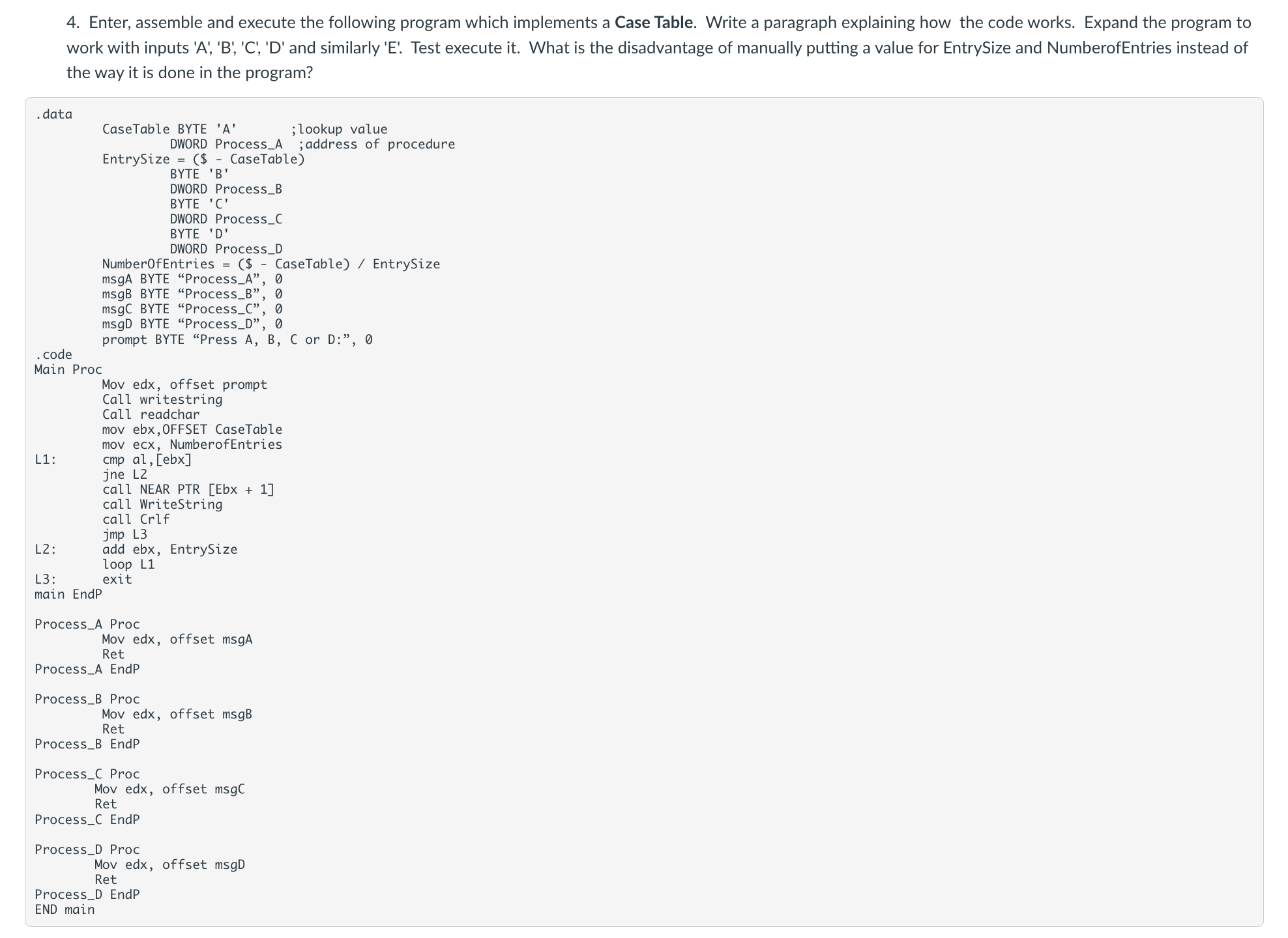 Solved Please Answer Question And Include New Code With Case 
