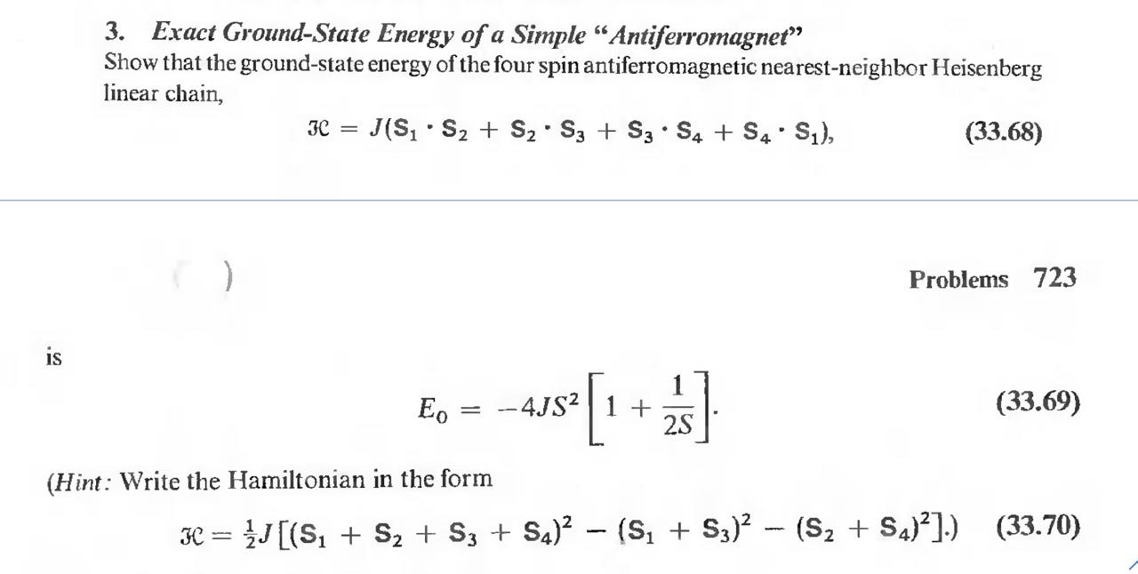 Solved 3 Exact Ground State Energy Of A Simple