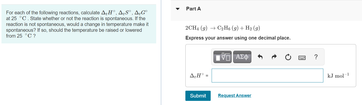 Solved For each of the following reactions, calculate ArH°, | Chegg.com