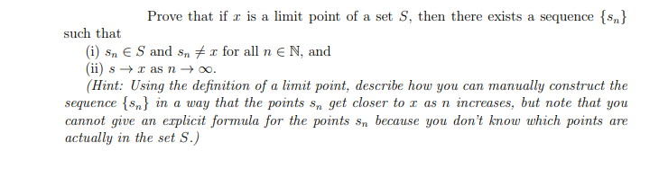 Solved Prove that if x is a limit point of a set S, then | Chegg.com