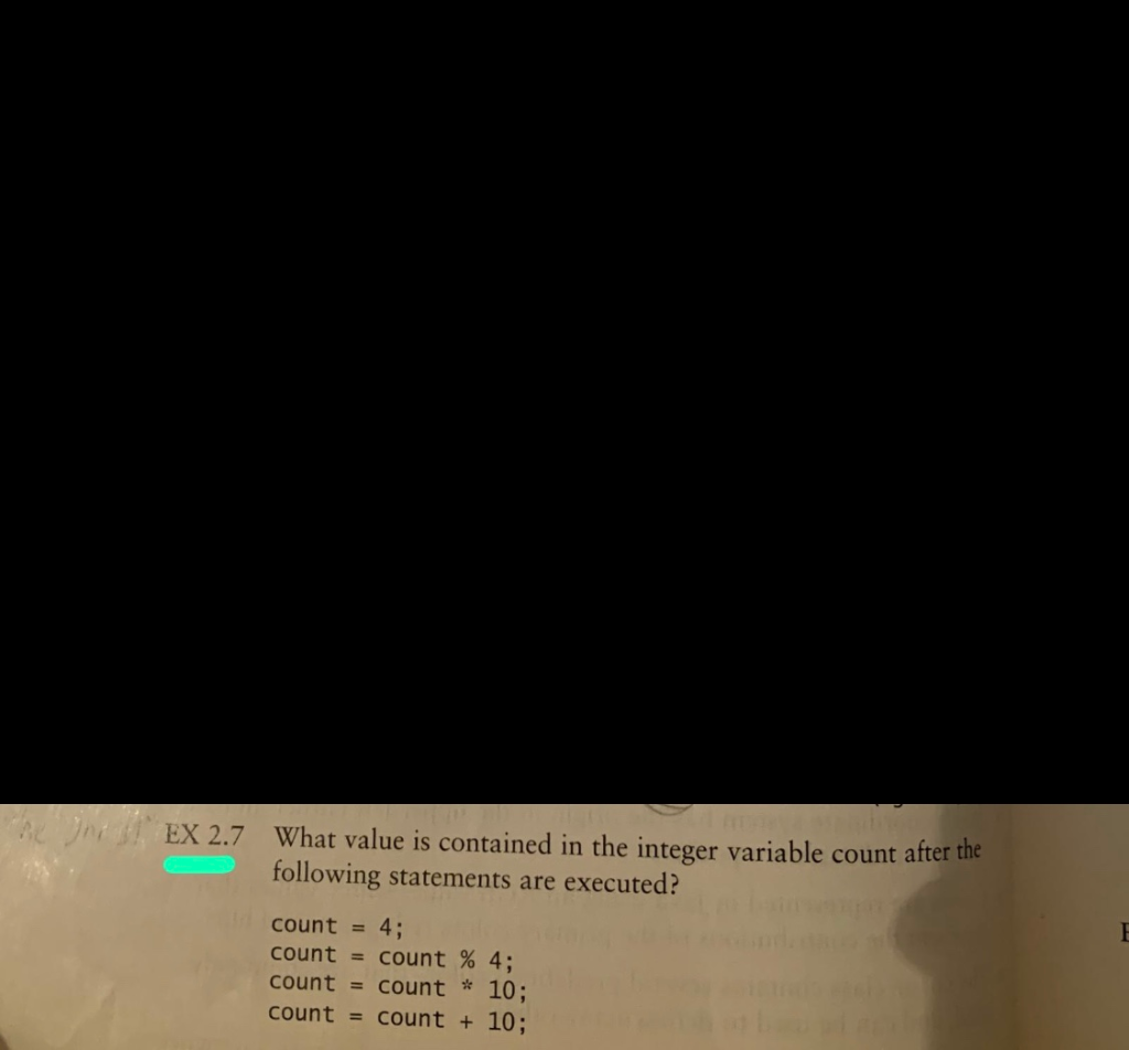 Solved contained in the integer variable count after the | Chegg.com