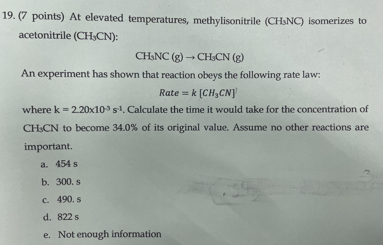 Solved 19. (7 points) At elevated temperatures, | Chegg.com