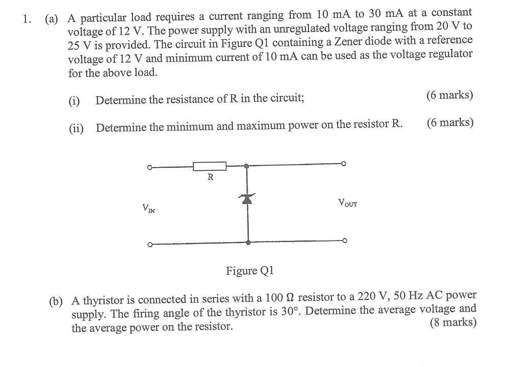 Solved (a) A particular load requires a current ranging from | Chegg.com