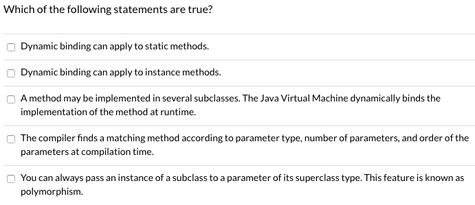 Solved Which Of The Following Statements Are True Dynamic
