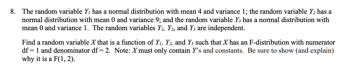 Solved The random variable Y1 ﻿has a normal distribution | Chegg.com
