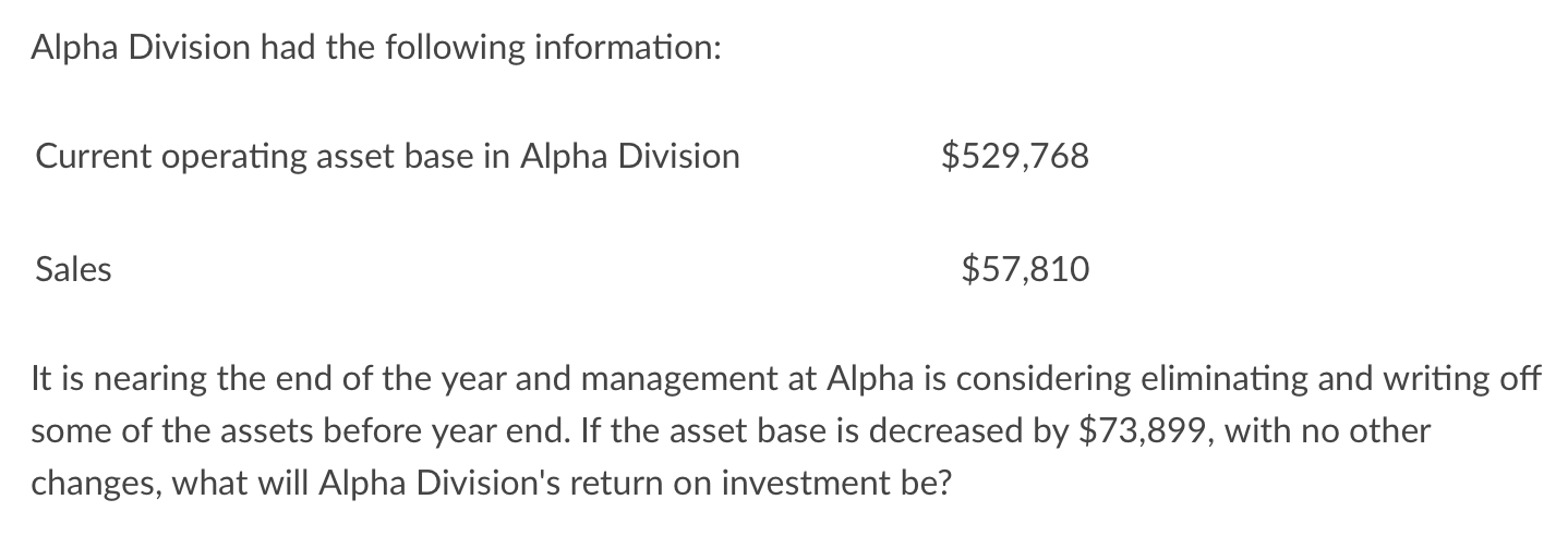 Solved Alpha Division had the following information: Current | Chegg.com