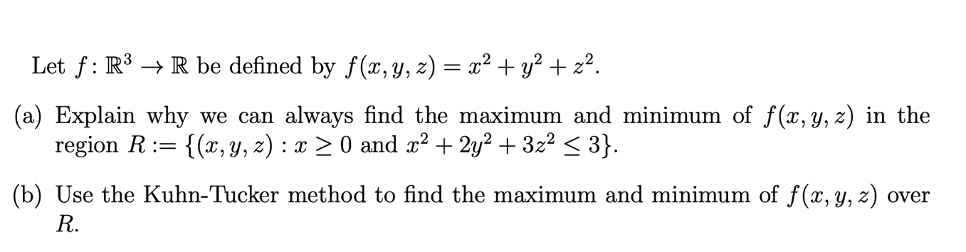 Solved = Let f: R3 → R be defined by f(x, y, z) = x2 + y2 + | Chegg.com