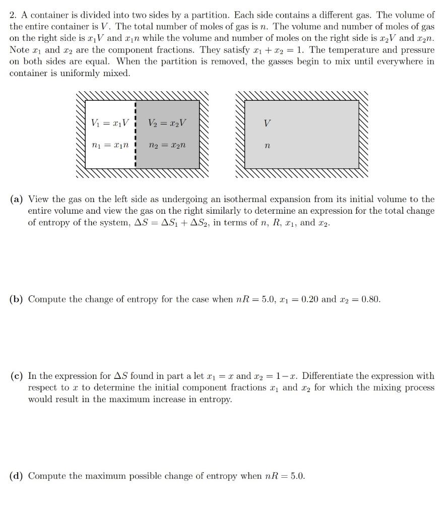 Solved 2. A container is divided into two sides by a | Chegg.com