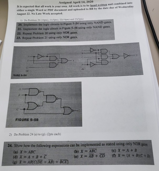 Solved Assigned April 14, 2020 It is expected that all work | Chegg.com