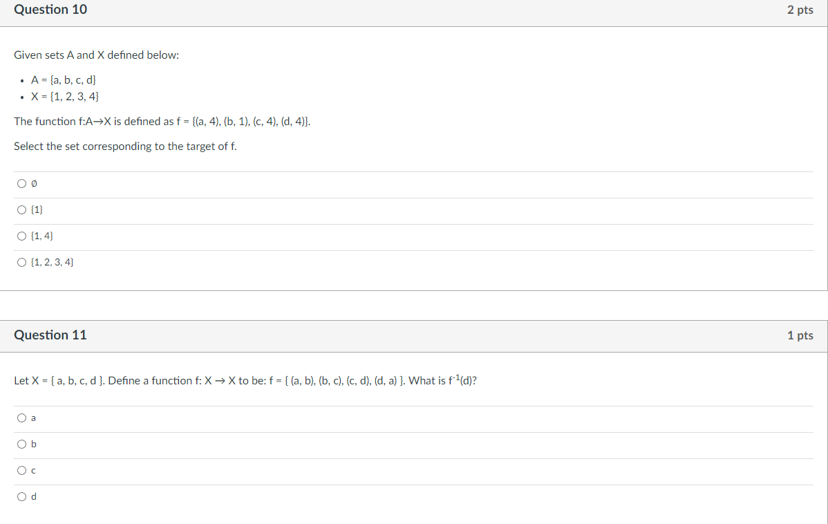 Solved Given sets A and X defined below: - A={a,b,c,d} - | Chegg.com