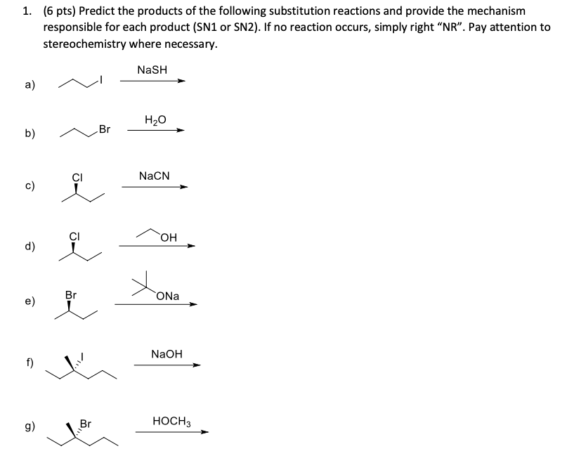 Solved Predict the products of the following substitution | Chegg.com