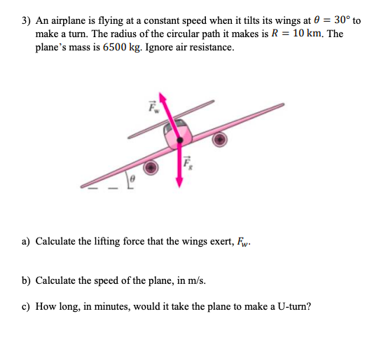 Solved 3) An airplane is flying at a constant speed when it | Chegg.com
