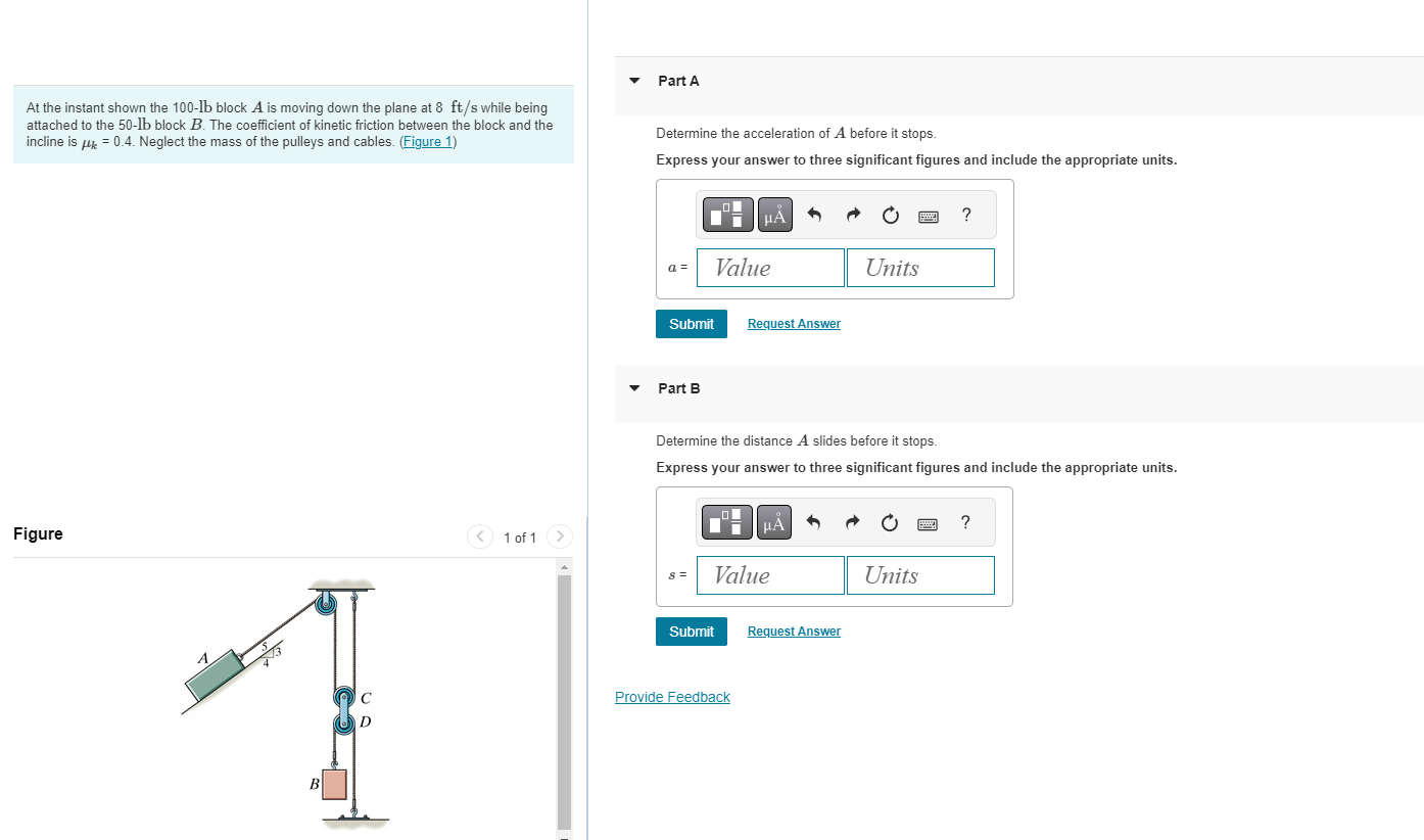 Solved At the instant shown the 100-lb block A is moving | Chegg.com