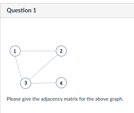 Solved Please give the adjacency matrix for the above graph. | Chegg.com