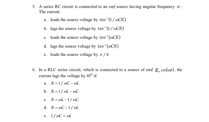 Solved 4. A series RL circuit is connected to an emf source | Chegg.com
