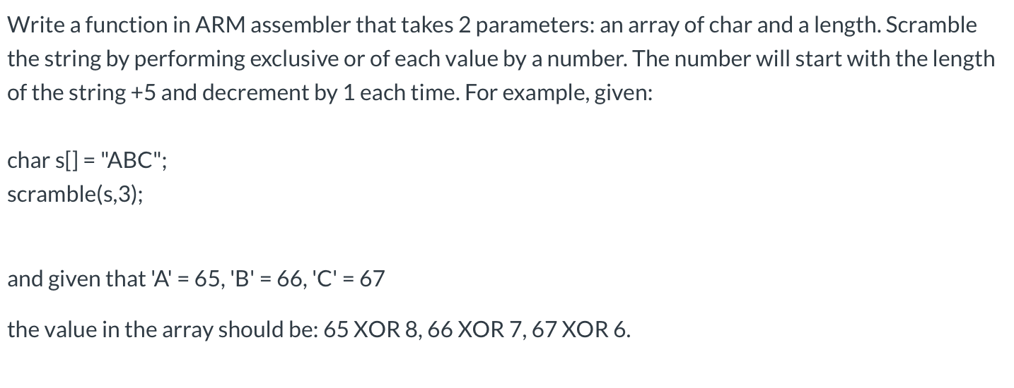 Write a function in ARM assembler that takes 2 | Chegg.com