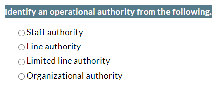 Solved Identify an operational authority from the following. | Chegg.com