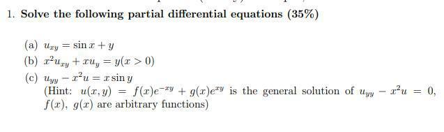 Solved 1. Solve the following partial differential equations | Chegg.com
