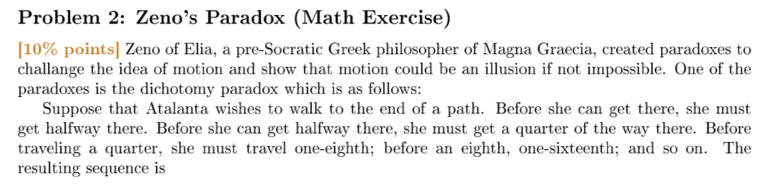 Solved Problem 2: Zeno's Paradox (Math Exercise) [10% | Chegg.com