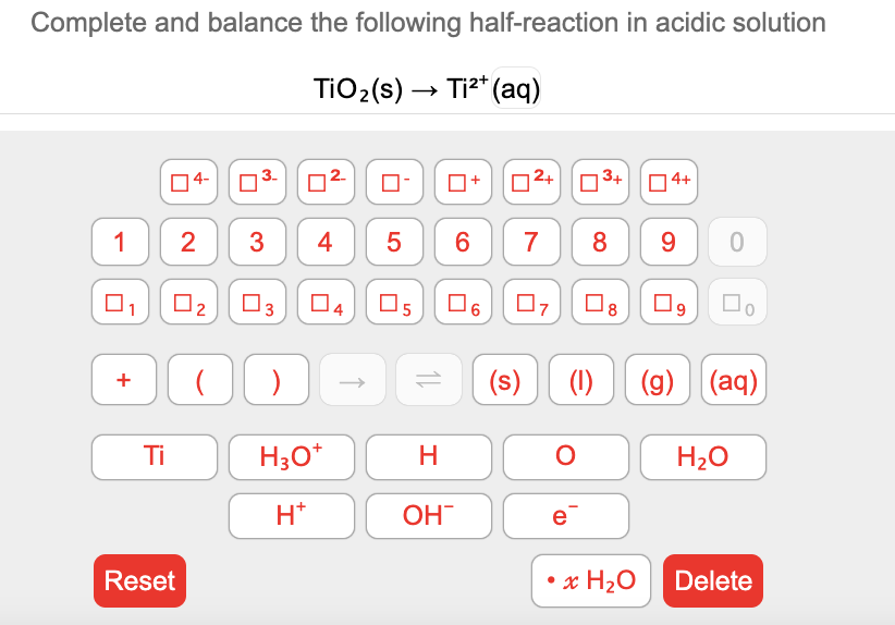 Solved Complete and balance the following half-reaction in | Chegg.com