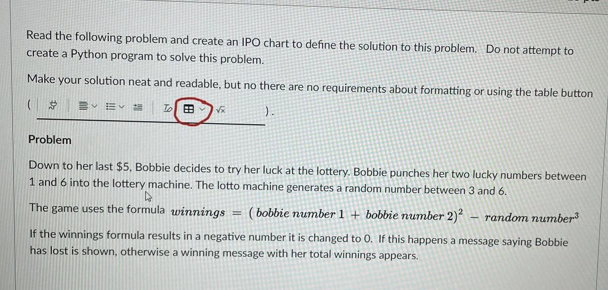 Solved Read the following problem and create an IPO chart to | Chegg.com