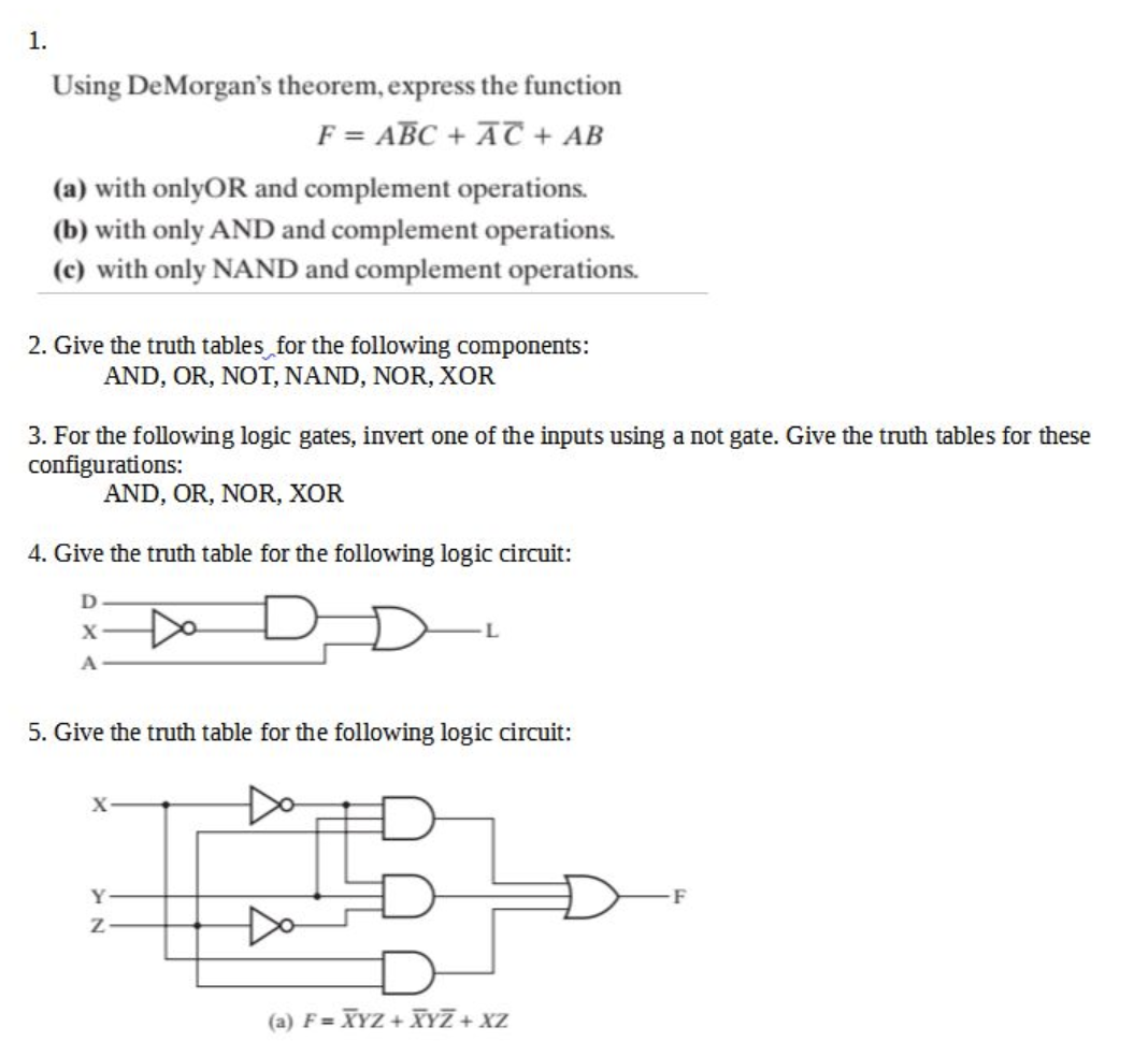 Solved Using DeMorgan's theorem, express the function | Chegg.com