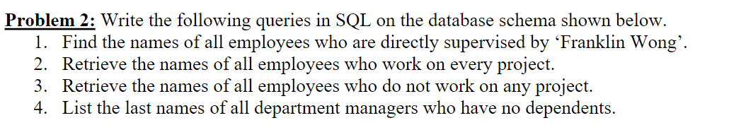 Solved EMPLOYEE FNAME DEPARTMENT DNAME DNUMBER MGRSSN | Chegg.com