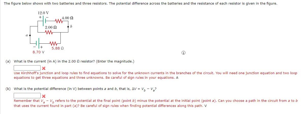 Solved Use Kirchhoff's junction and loop rules to find | Chegg.com