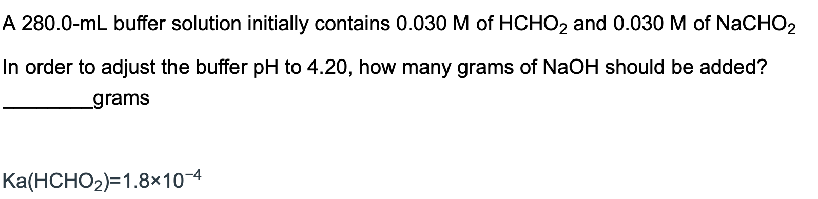 Solved A 280.0-ml buffer solution initially contains 0.030 M | Chegg.com