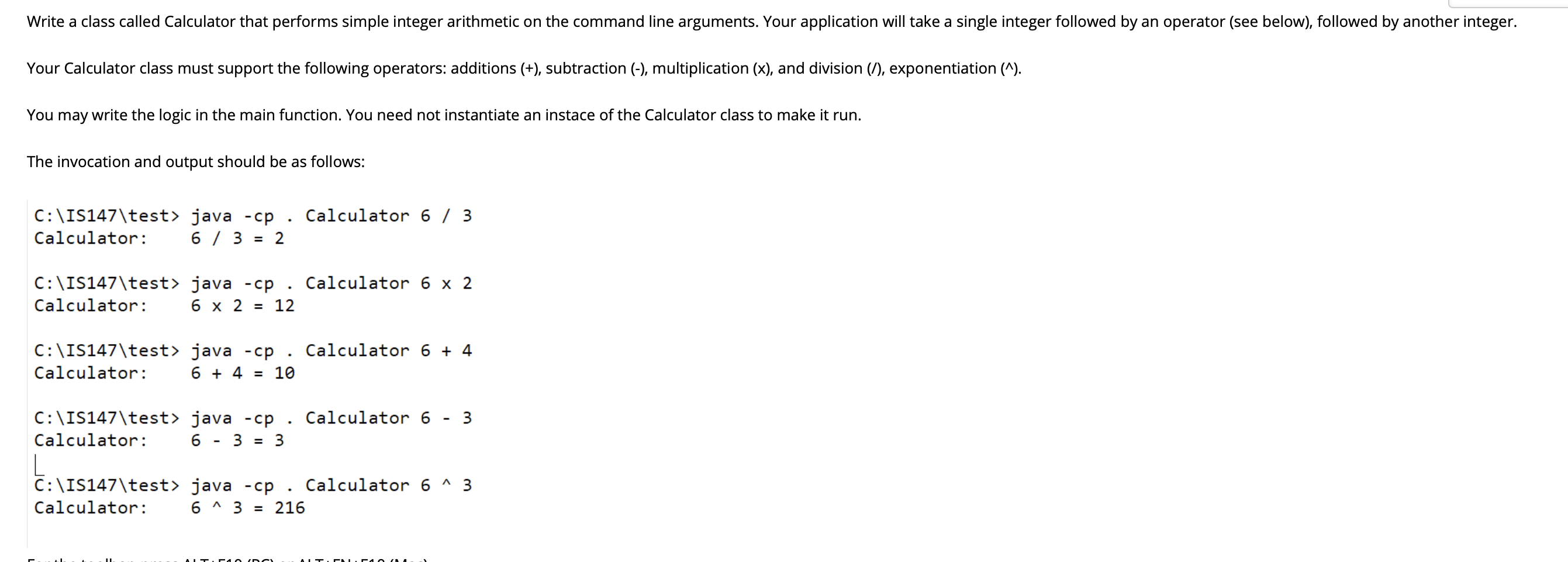 Solved Write a class called Calculator that performs simple | Chegg.com