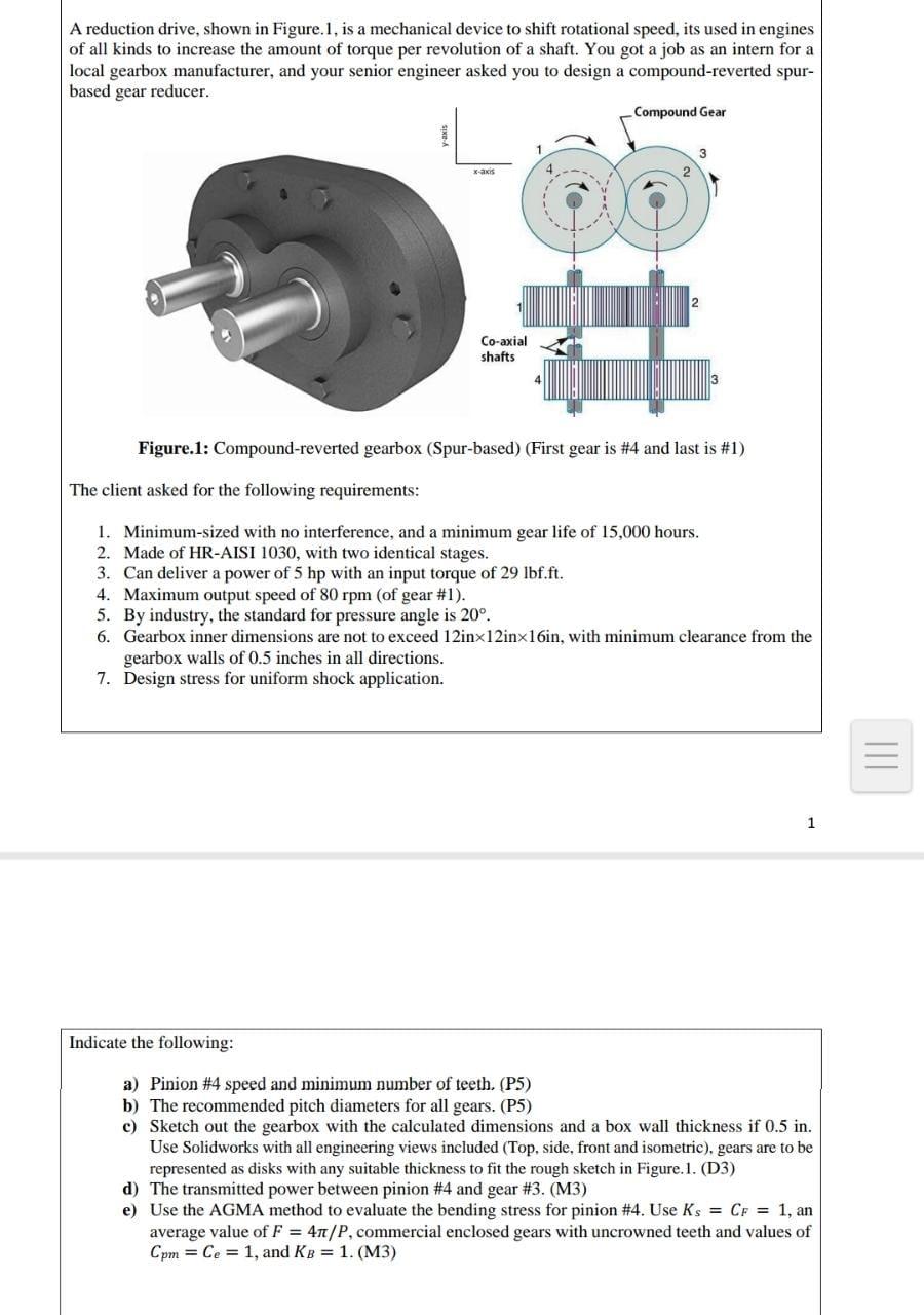 Solved A reduction drive, shown in Figure.1, is a mechanical | Chegg.com
