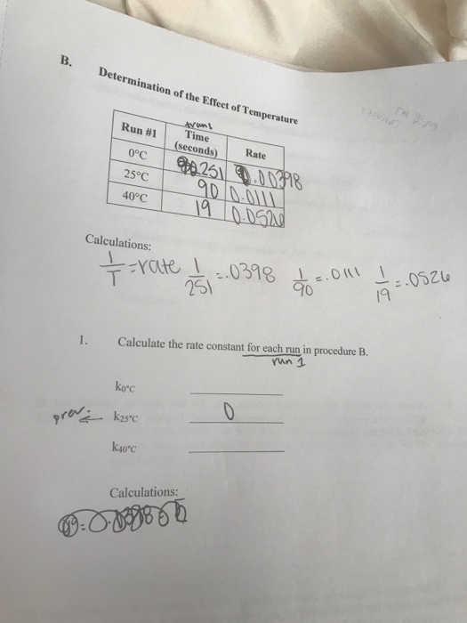 Solved Determine the rate constant, k, for the run 1 in | Chegg.com