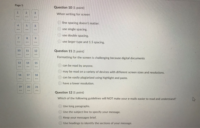 Page 1: Question 10 (1 point) 1 2 When writing for | Chegg.com Page 1: Question 10 (1 point) 1 2 When writing for | Chegg.com