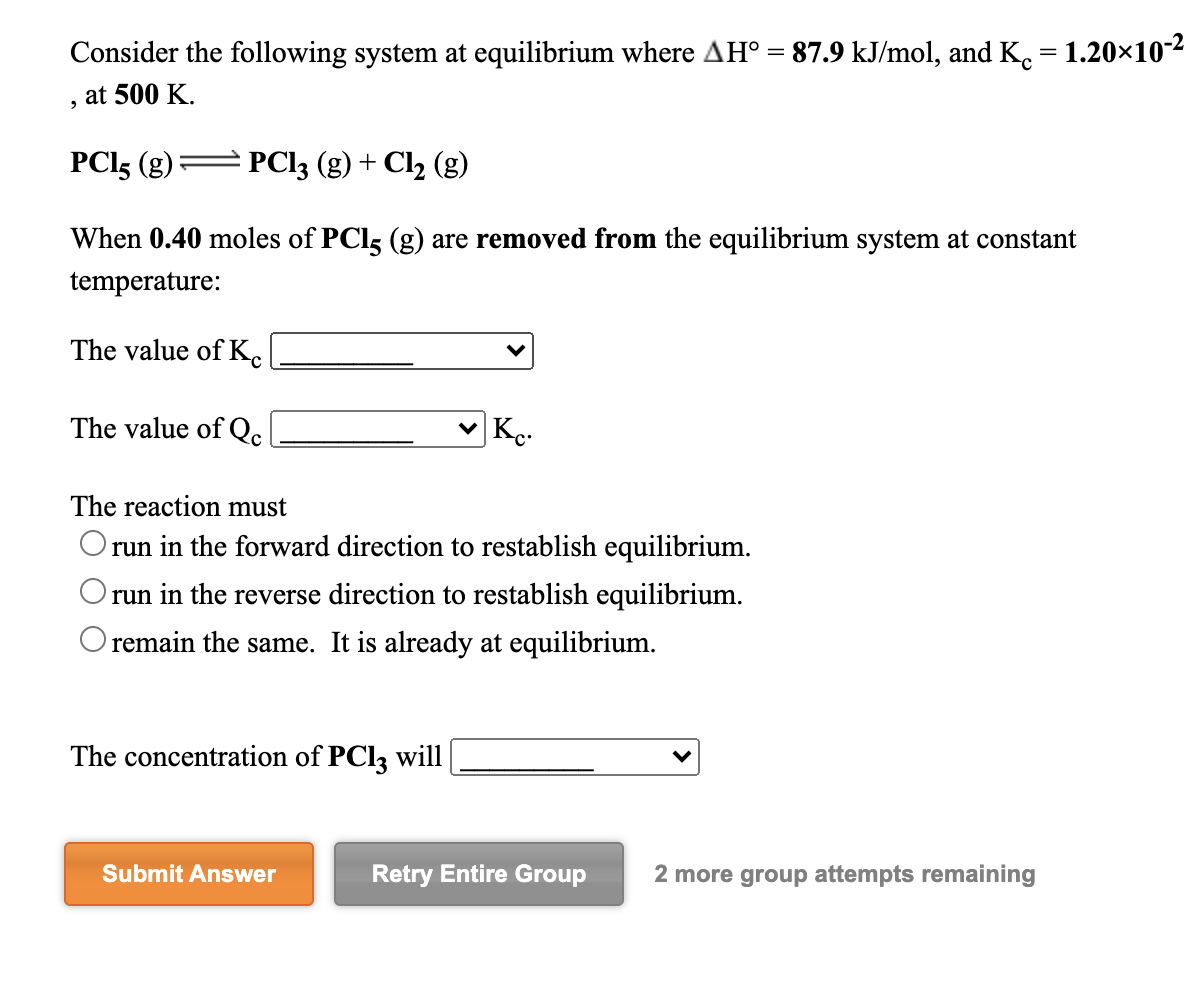 Solved Consider the following system at equilibrium where | Chegg.com