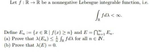 Solved Let f: R+R be a nonnegative Lebesgue integrable | Chegg.com