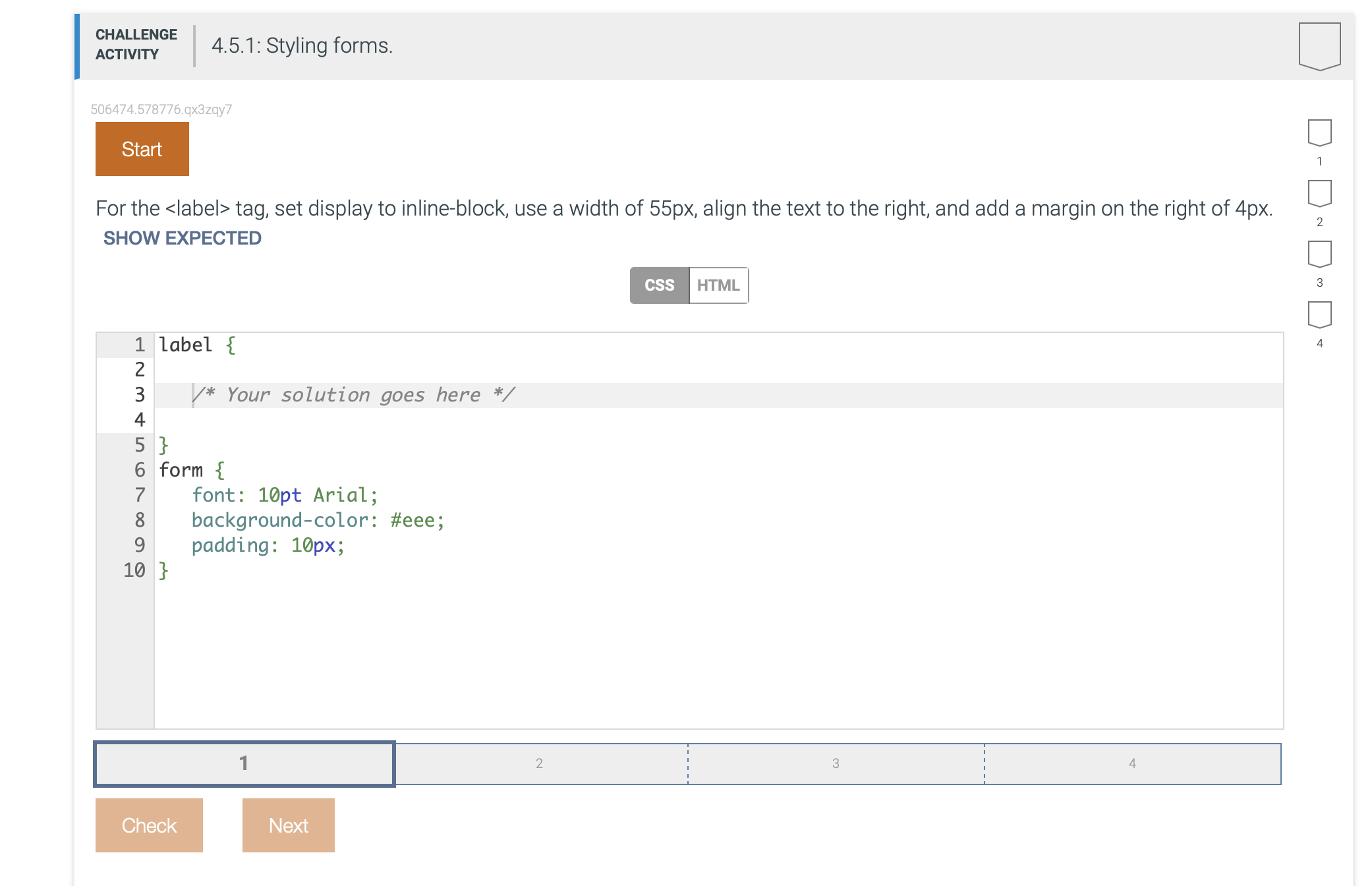 Solved CHALLENGE ACTIVITY 4.5.1: Styling forms. | Chegg.com