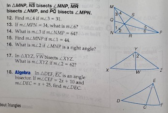 Solved M S 2 In AMNP, NS bisects LMNP, MR bisects NMP, and | Chegg.com