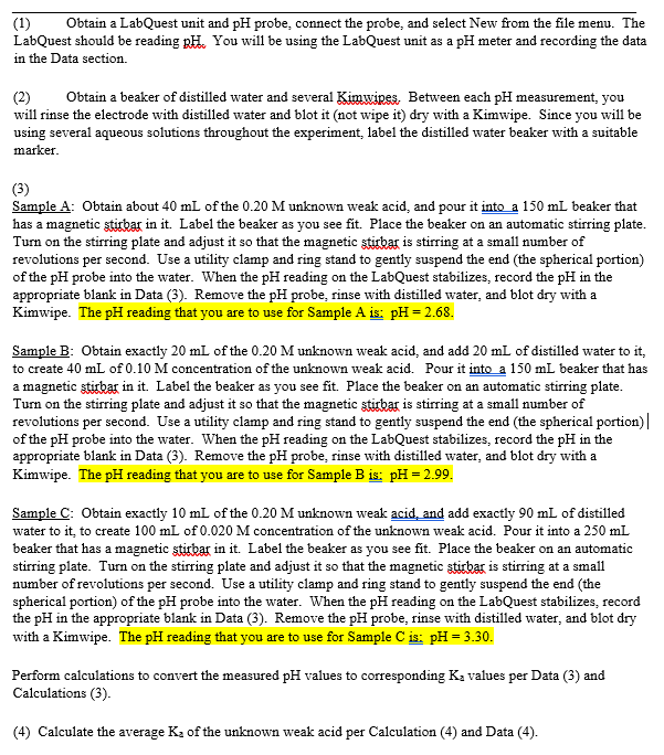 Solved (1) Obtain a LabQuest unit and pH probe, connect the | Chegg.com