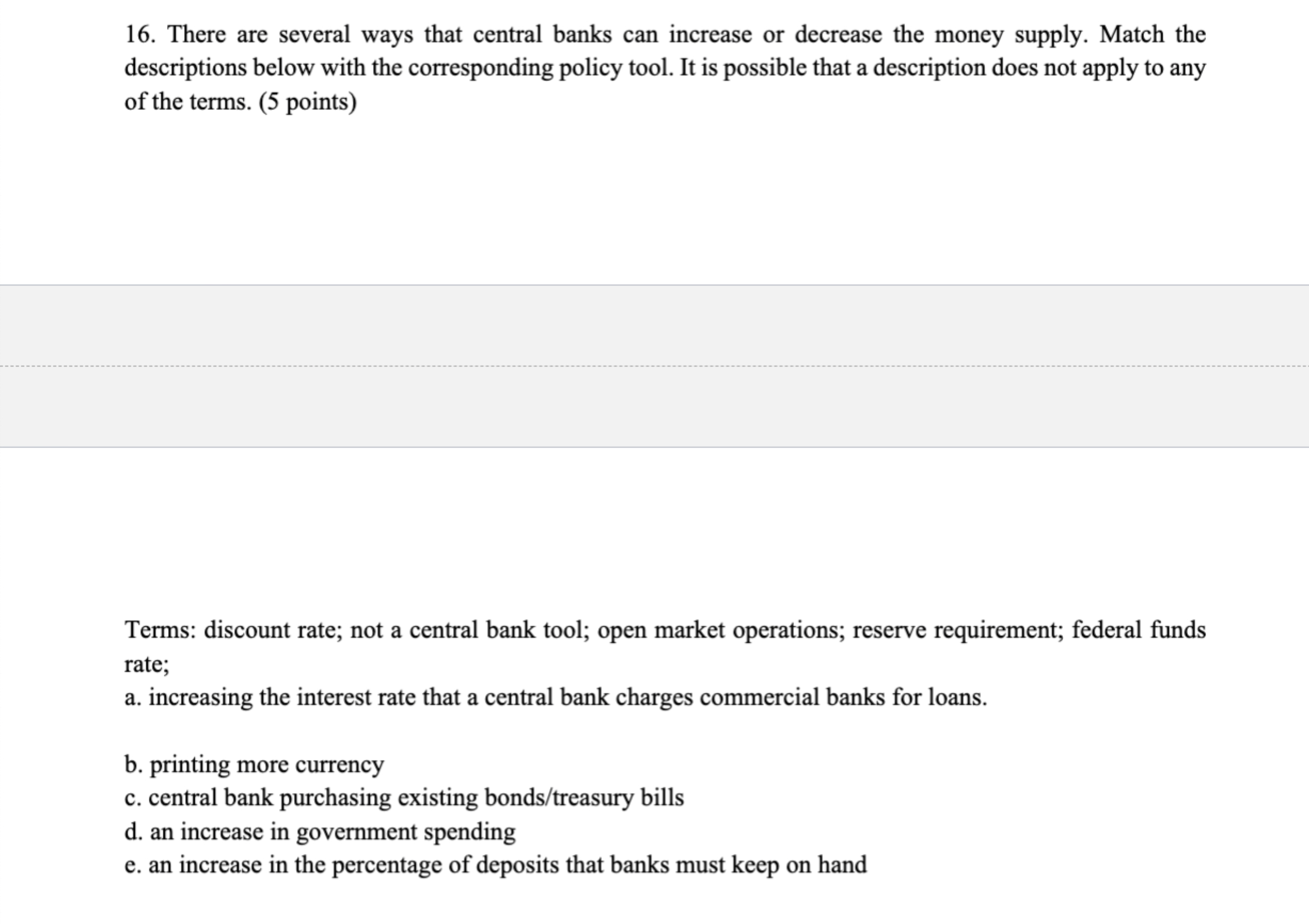 Solved Terms: discount rate; not a central bank tool; open | Chegg.com