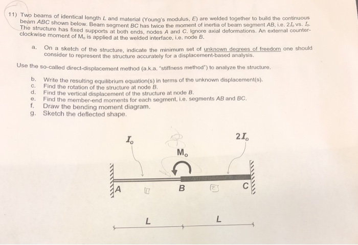 Solved 11) Two b eams of identical length L and material | Chegg.com