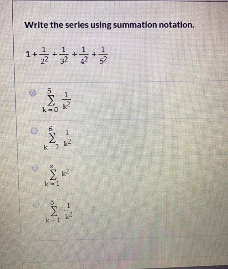 Solved Write the series using summation notation. 1 1 1 1+ | Chegg.com